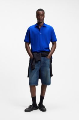 HUGO cotton-piqué polo shirt with blue logo badge